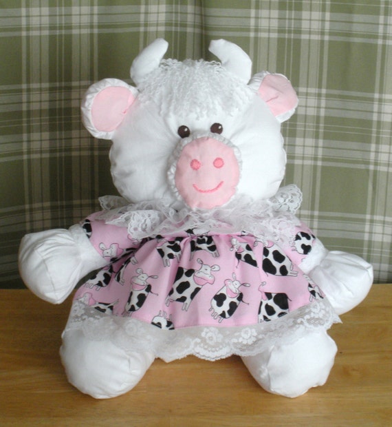 Plush Cow Puffalump Replica White Baby Safe Includes