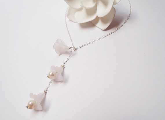 Items Similar To Lucite Flower Freshwater Pearl Sterling Silver