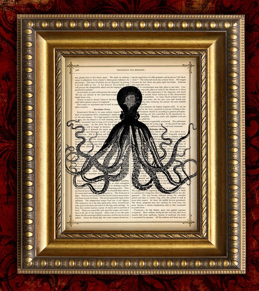 Upcycled Book Page Repurposed Vintage Art Print 8x10 on