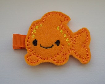 Items similar to Goldfish Hair Bow Sculpture, Orange and Aqua on Etsy
