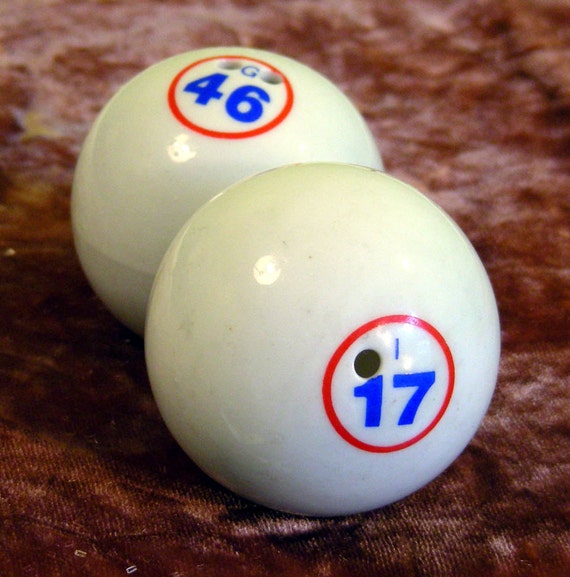 Vintage Bingo Balls Salt and Pepper Shakers I 17 and G46