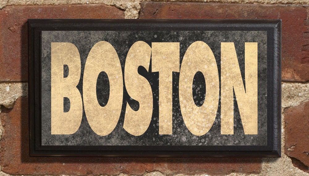Boston MA Wall Art Sign Plaque Gift Present Personalized Color