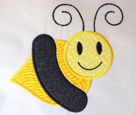 Bee Applique 1 Machine Embroidery Design Applique Bee Design