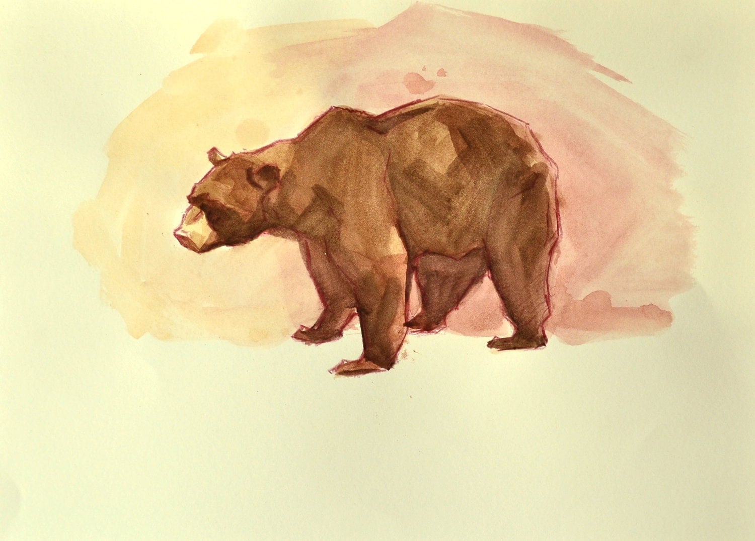 Colorful Watercolor Painting Of Bear