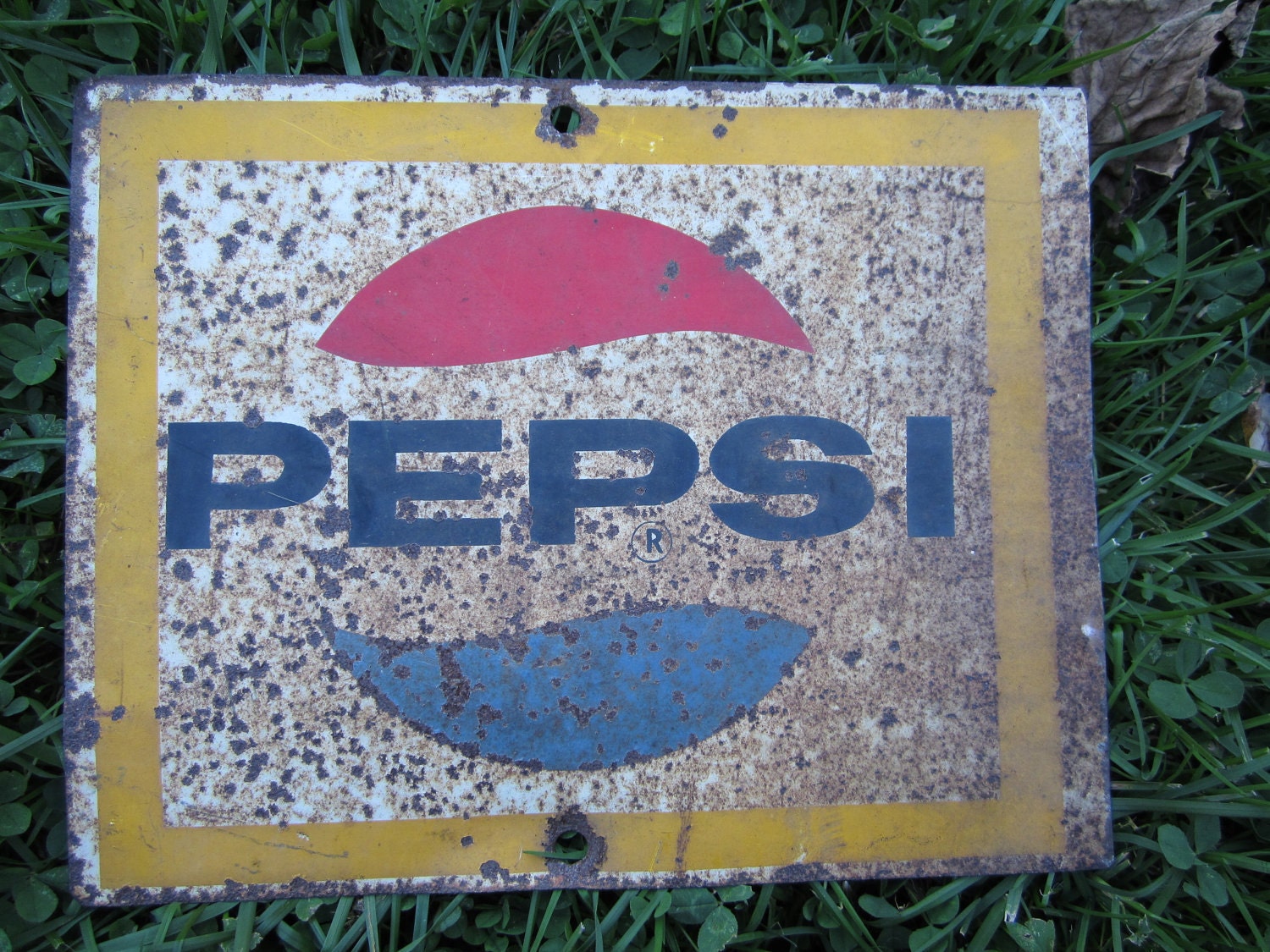 Vintage Metal Pepsi Sign Old and Rusty Primitive Antique Sign