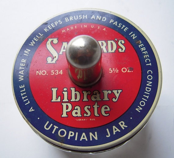 Antique Vintage Sanford's Library Paste Jar by satellitesister