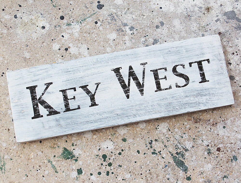 Beach decor KEY WEST sign Nautical Wooden Distressed by