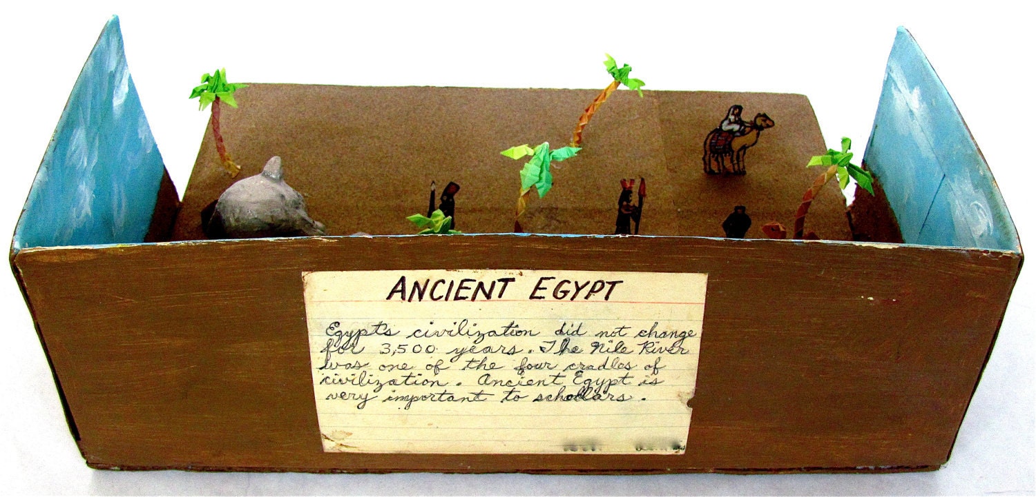 Ancient Egypt Shoebox Diorama Child's Naive Art
