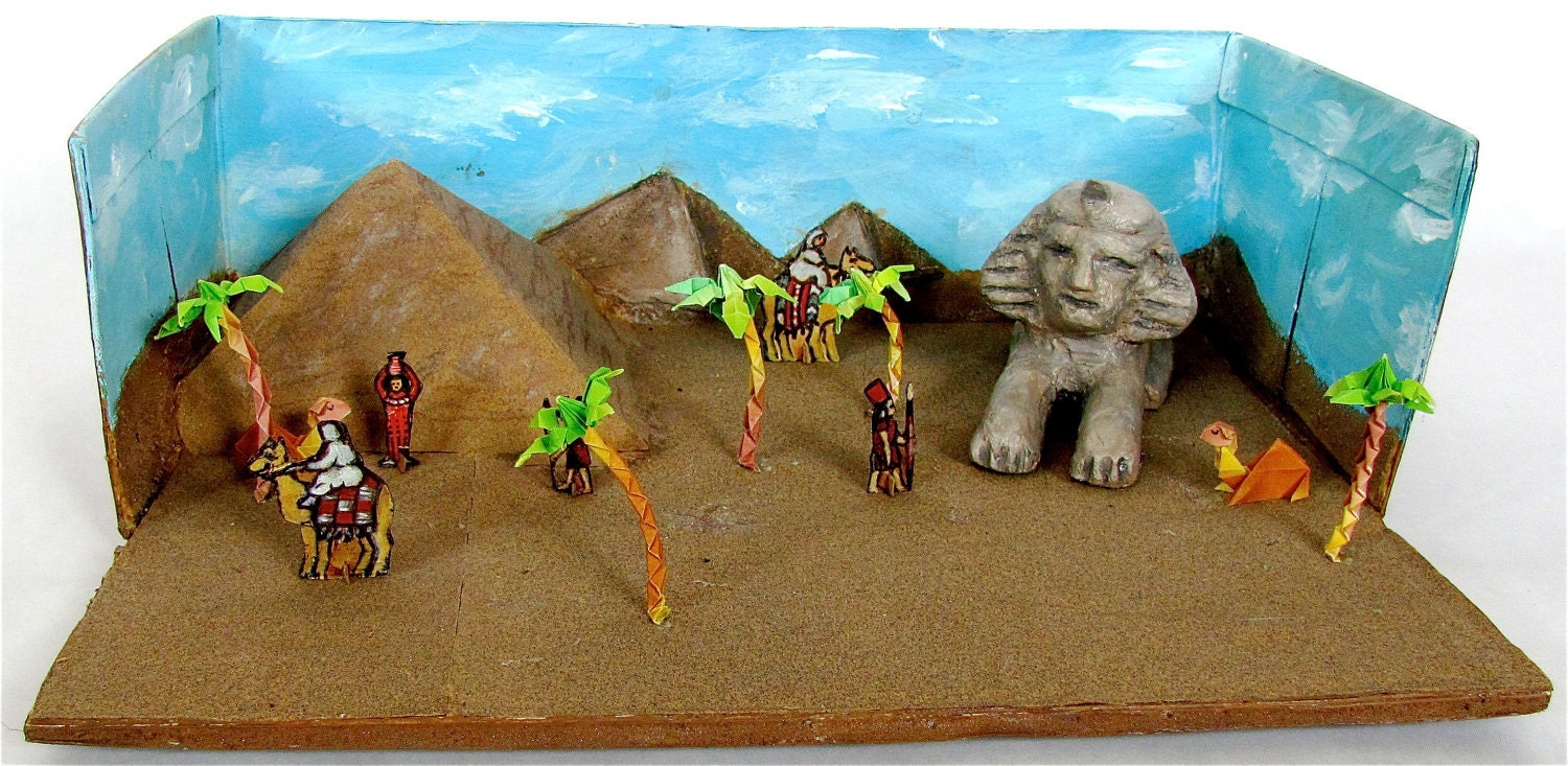 Ancient Egypt Shoebox Diorama Child's Naive Art