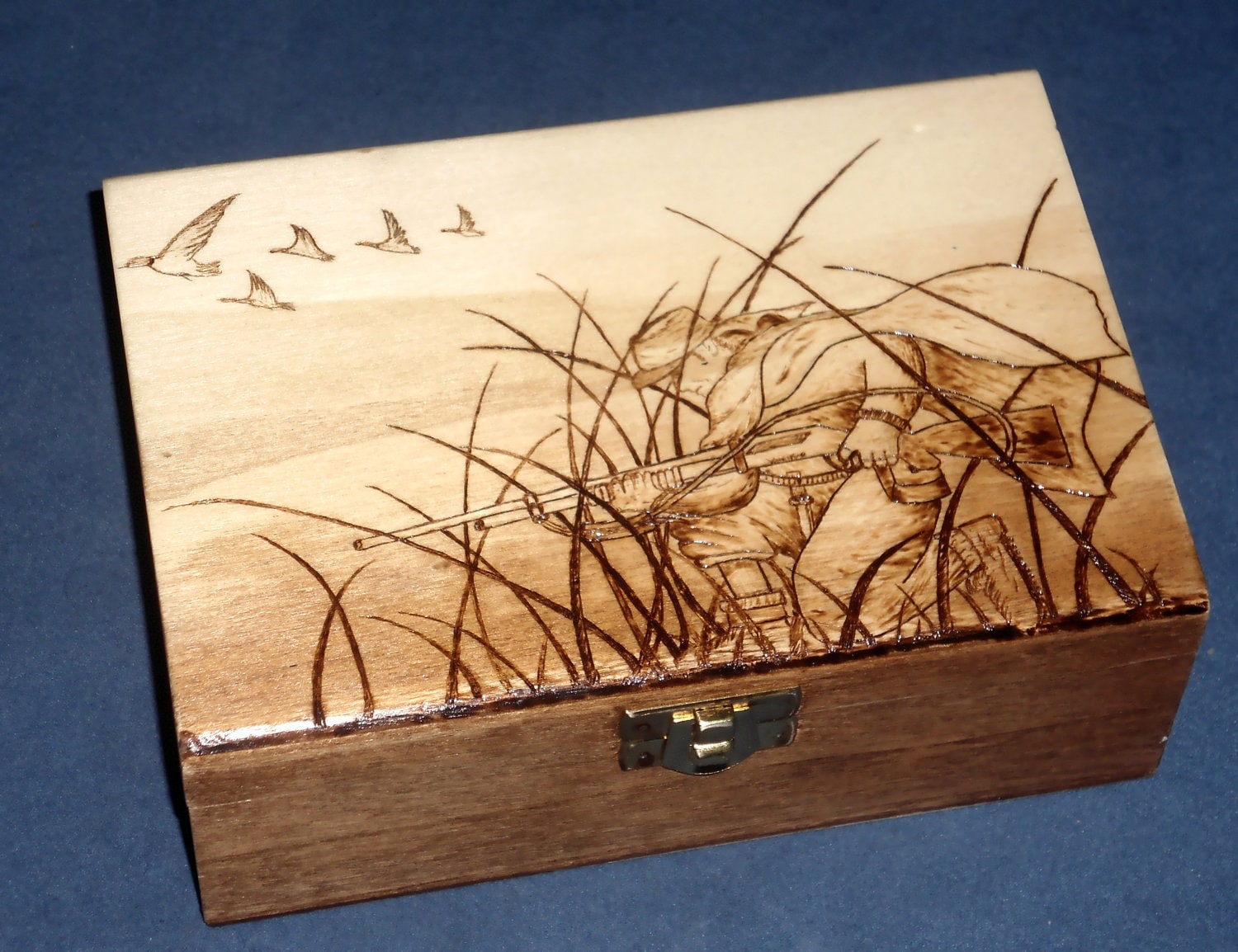 Items similar to Pyrography Box with Stalking Hunter in bushes, Custom ...
