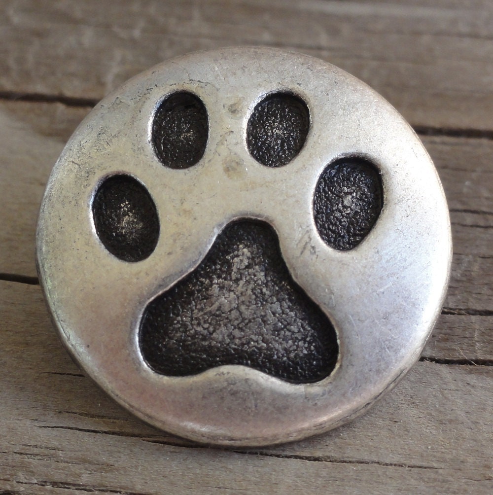 Paw Print Button Metal Button Antique Pewter 3/4 Inch