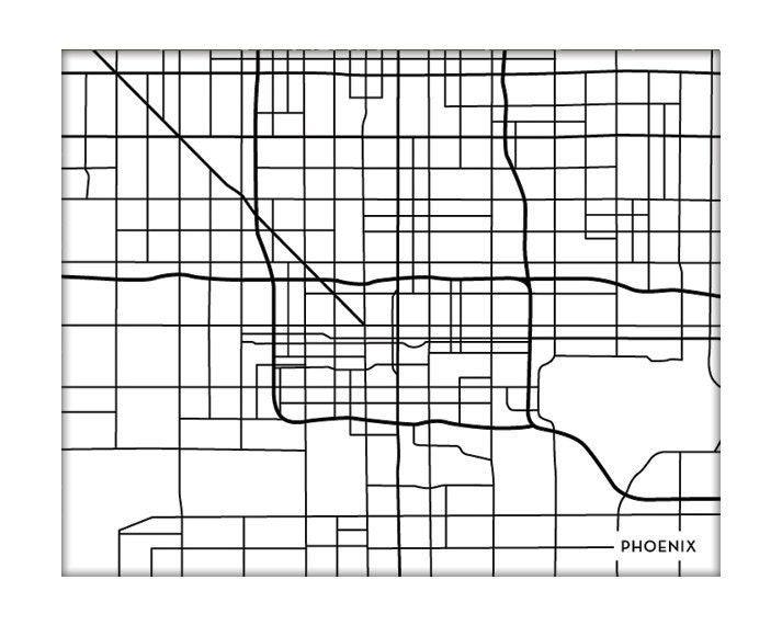 Phoenix City Map Art Print / Arizona Wall Art by jennasuemaps