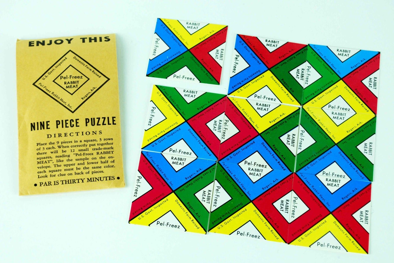 Vintage Advertising Toy Paper Puzzle Game by Pel-Freez Rabbit