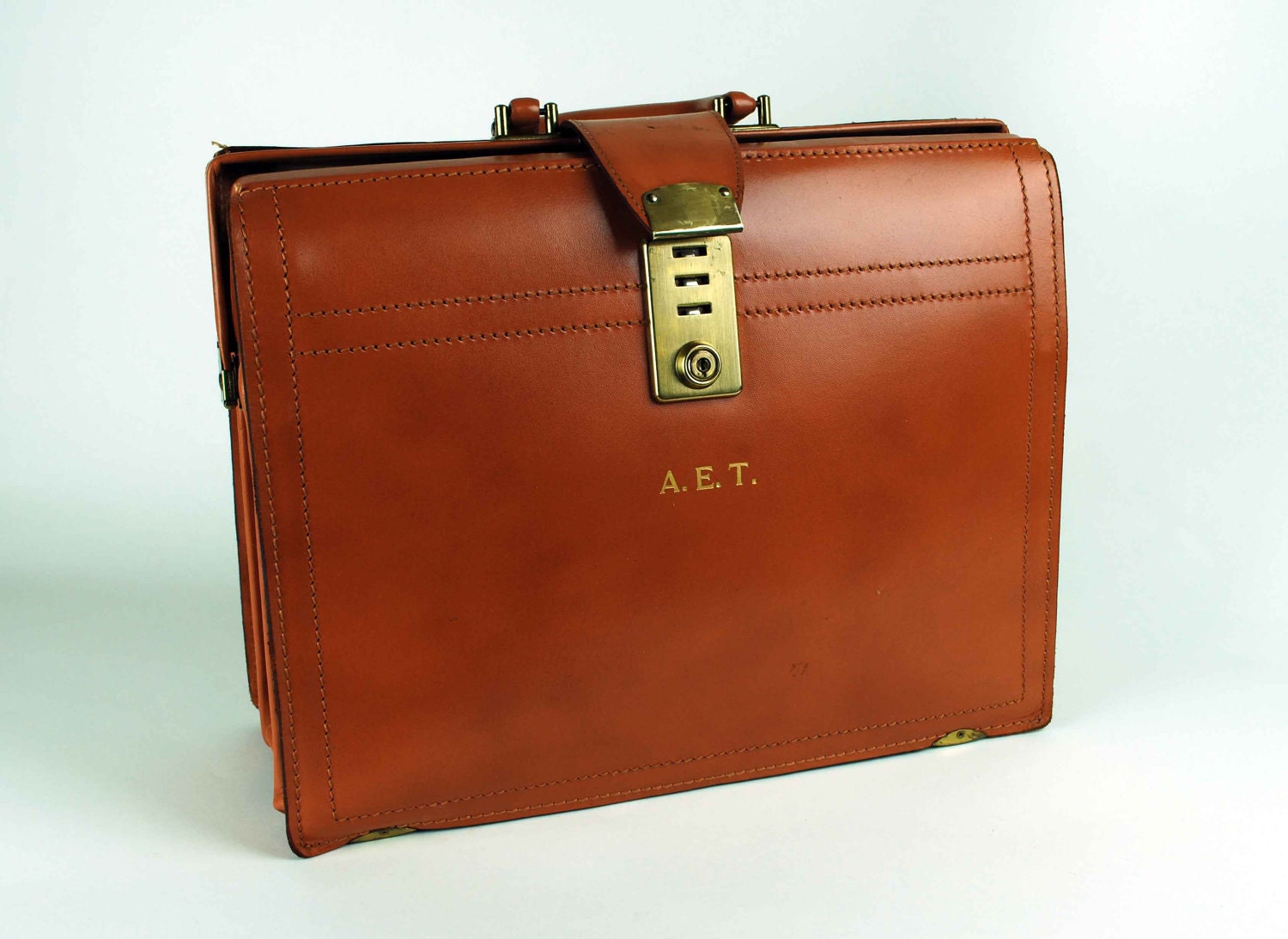 Vintage Lawyer's Bag Camel Brown Cowhide Leather Brief