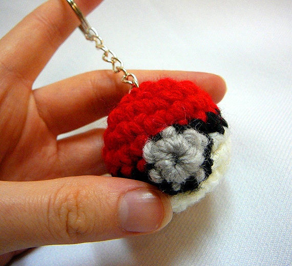 Items similar to Pokemon Mini Pokeball Amigurumi Keychain on Etsy