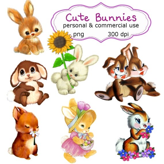 Clip Art: Cute Bunnies Png Digital Images no 120
