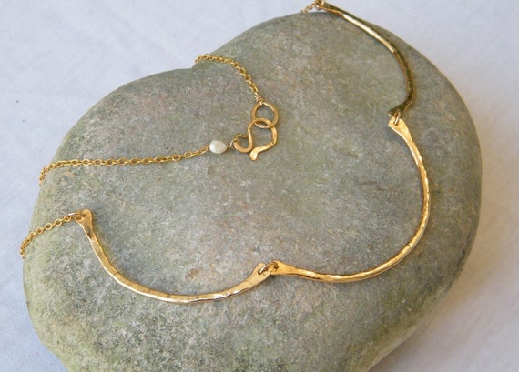 Gold curved bar necklace elegant necklace unique gold