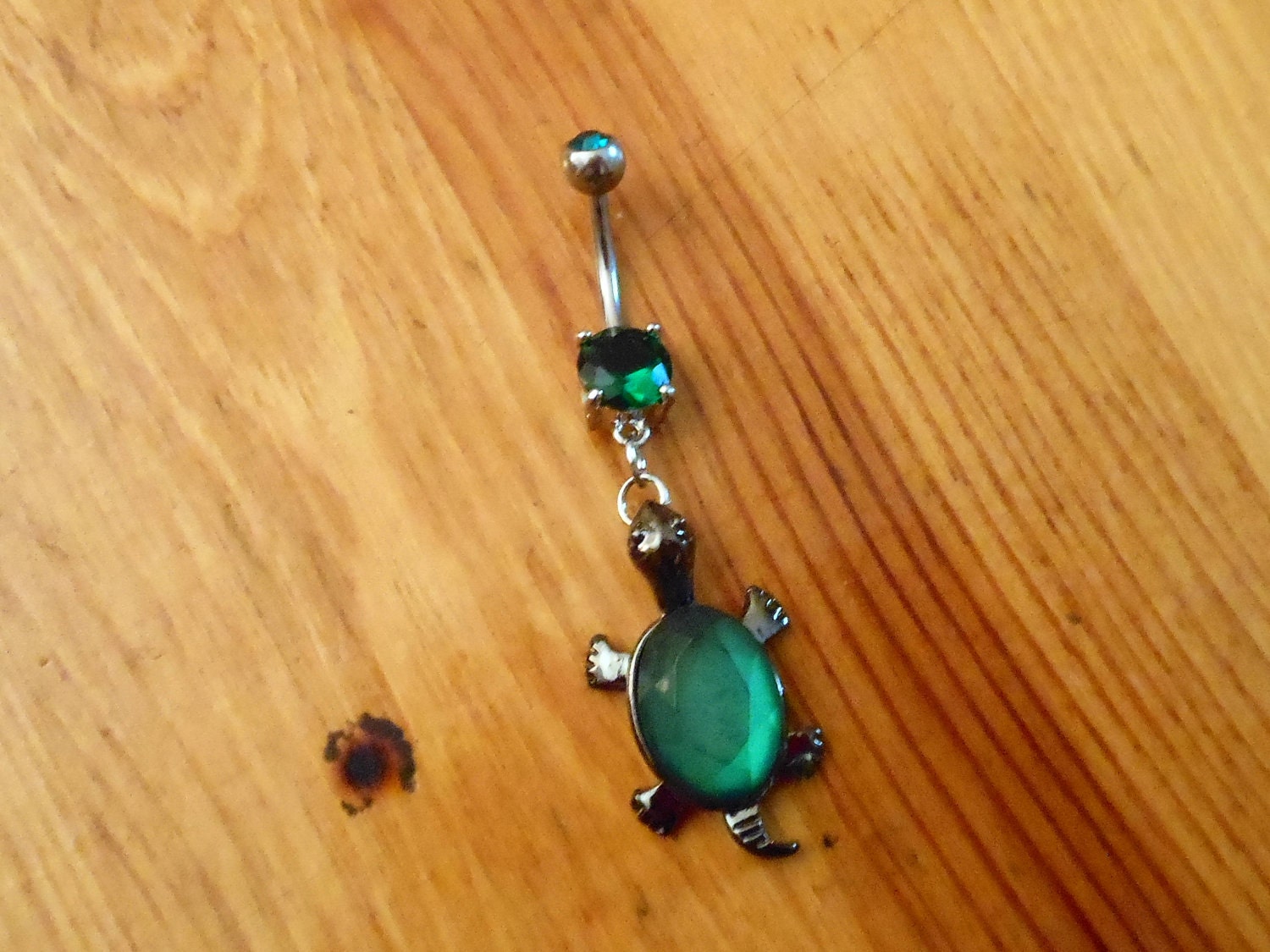 Belly button ring Emerald Green Turtle by ChelseaJewels on Etsy