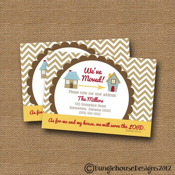New Address Card "We've Moved" Change of Address DIY PRINTABLE Chevron ...