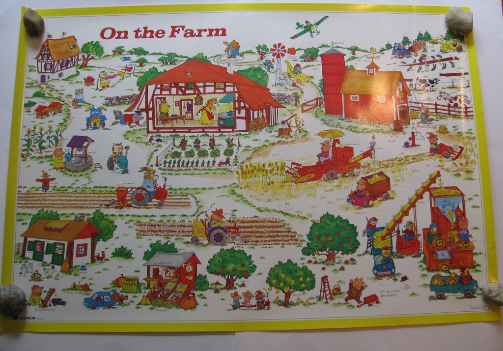 Richard Scarry Busytown Poster featuring On the Farm