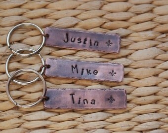 Personalized Hand Stamped Copper Key Chain