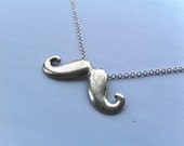 Items similar to Silver Mustache Antiqued Pendant , Moustache Necklace ...