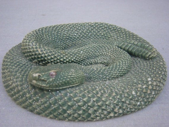 Vintage Cast Plaster Rattlesnake