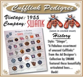 Original Vintage SWANK Designer Collection Yellow Wasp