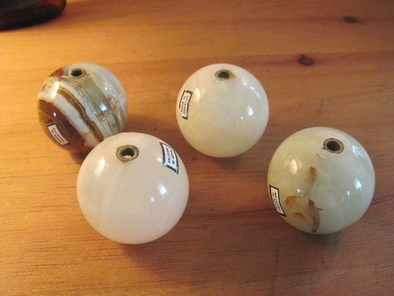 Pair of Round Onyx Lamp Spacers New Old Stock Vintage