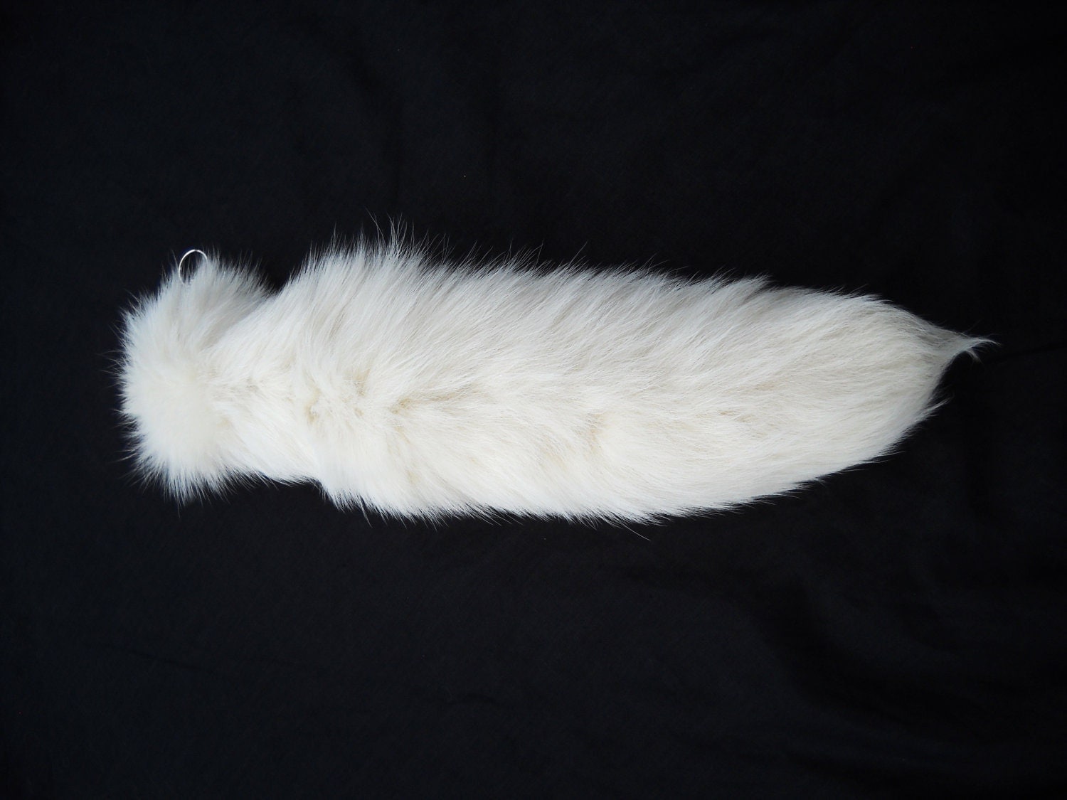 15 to 17 White Arctic Fox Tail Real Fur Totem
