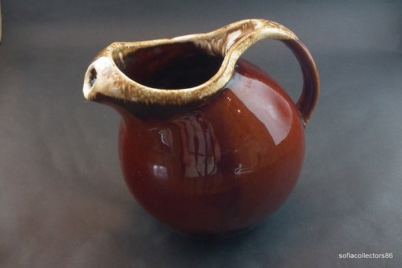 Hull Oven Proof Brown Drip Ball Pitcher-Vintage Mid Century