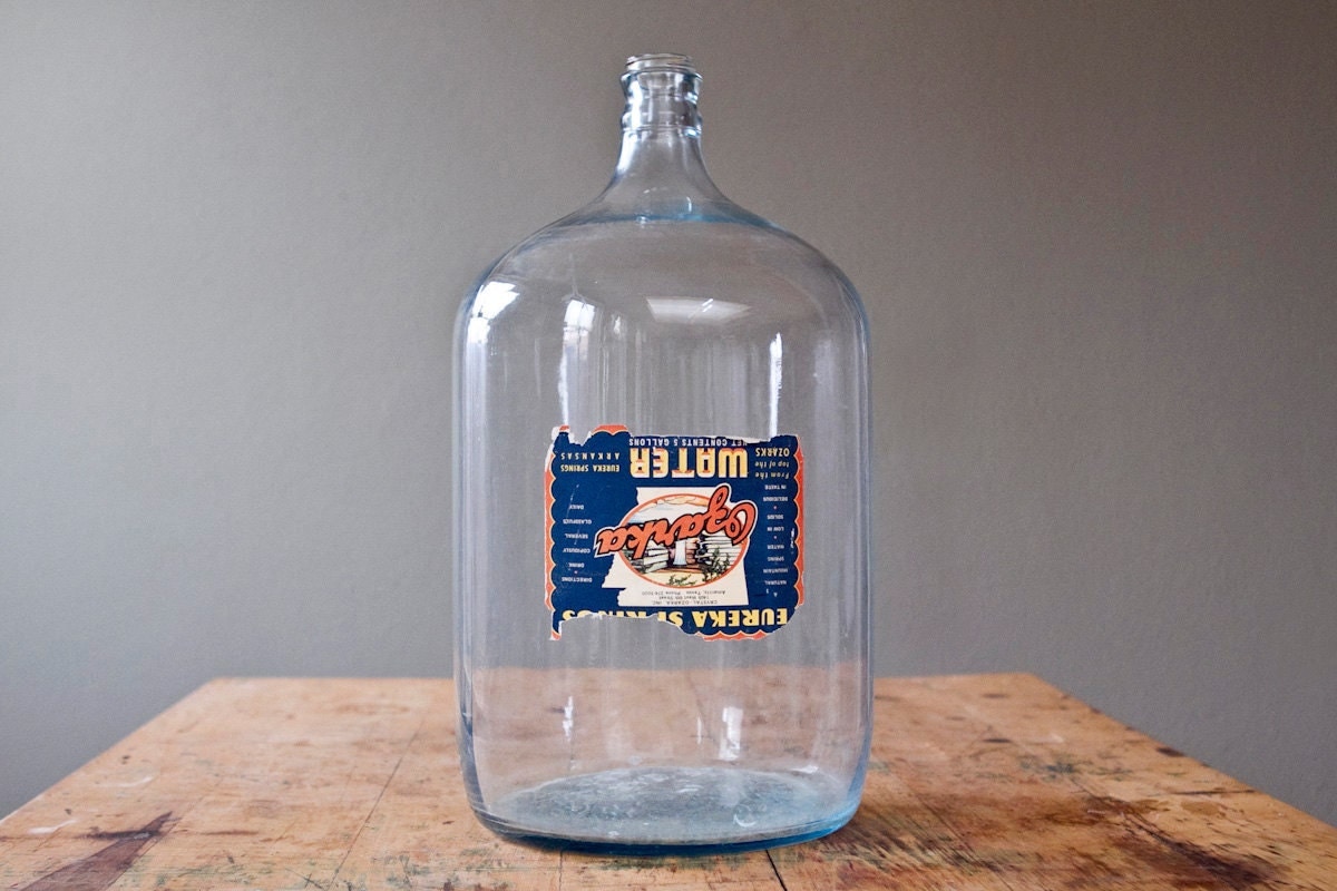 Vintage 5 Gallon Glass Ozarka Water Jug by castandcrew on Etsy