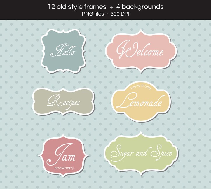 Digital Frames clip art clipart with Digital Paper by xoDigitalArt