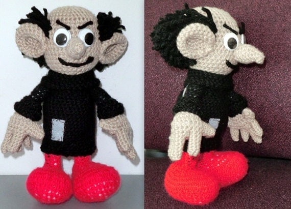 Gargamel a handmade crochet wizard doll