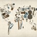 Music Instruments Map of the World Map Art Print 459
