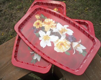 Floral metal tray | Etsy