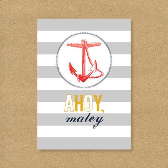 Items similar to NAUTICAL PRINT - Ahoy, Matey on Etsy