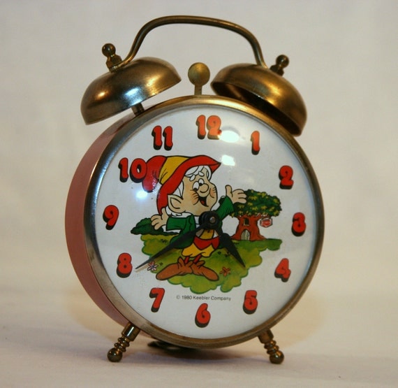 Vintage 1980 Keebler Elf Wind Up Alarm Clock with Ernie and