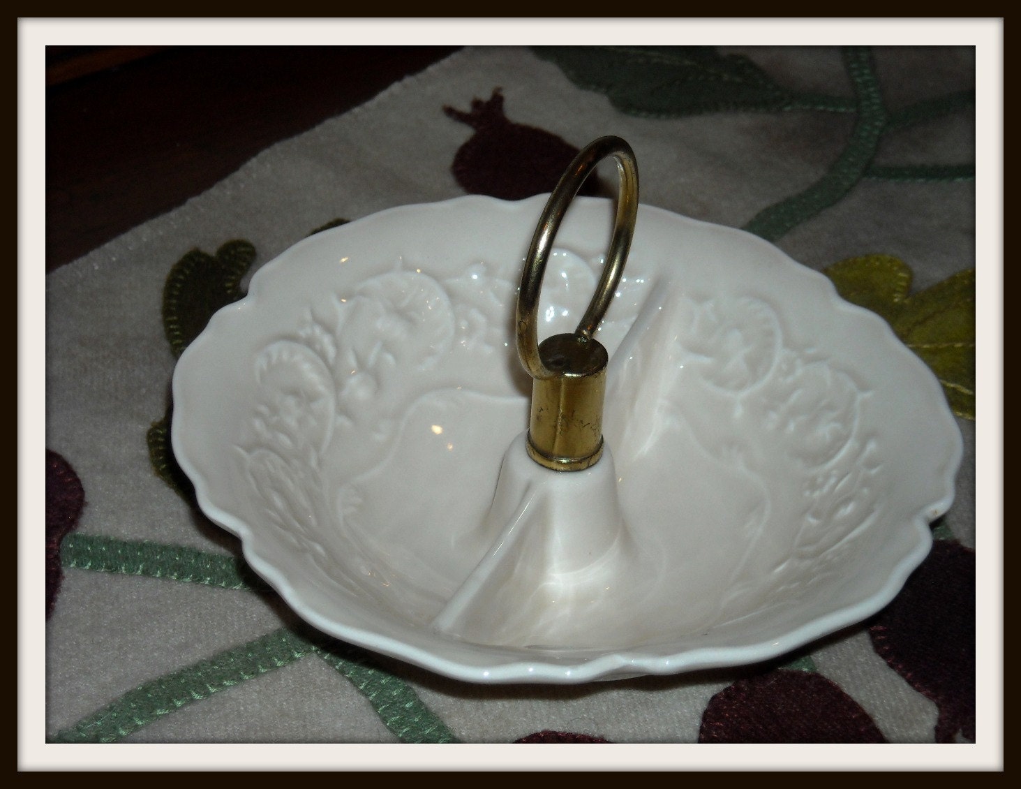 Vintage California Pottery Divided Bowl, Tidbit Candy Nut Condiment ...