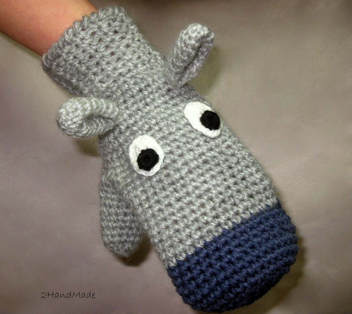 Funny Chunky Crochet Gloves Mittens Animal Puppet Donkey Ass