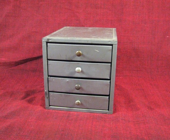 Small Metal Cabinet with Drawers Gray industrial by SkippiDiddle