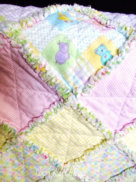Baby Flannel Rag Quilt by classykidscreations on Etsy