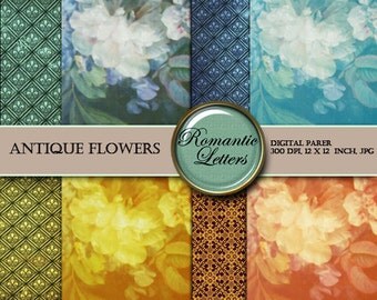 Floral Digital Scrapbook Paper Pack Damask by RomanticLetters