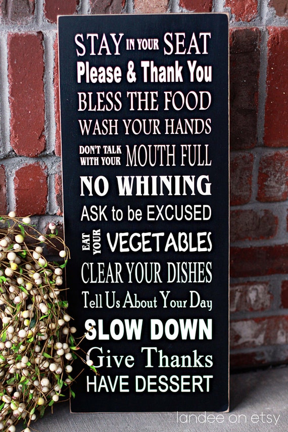 Items Similar To Dinner Table Rules Subway Art Wooden Sign On Etsy