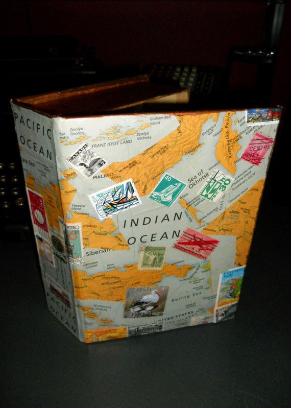 Vintage Map Storage Box Decor