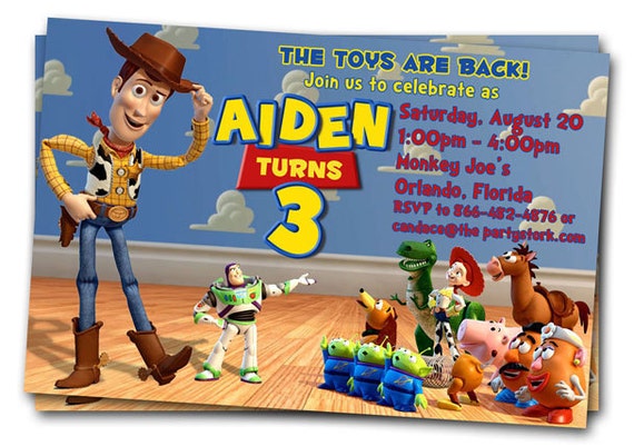 Toy Story 2 Invitations Printable Boys Photo Birthday Party Invites 
