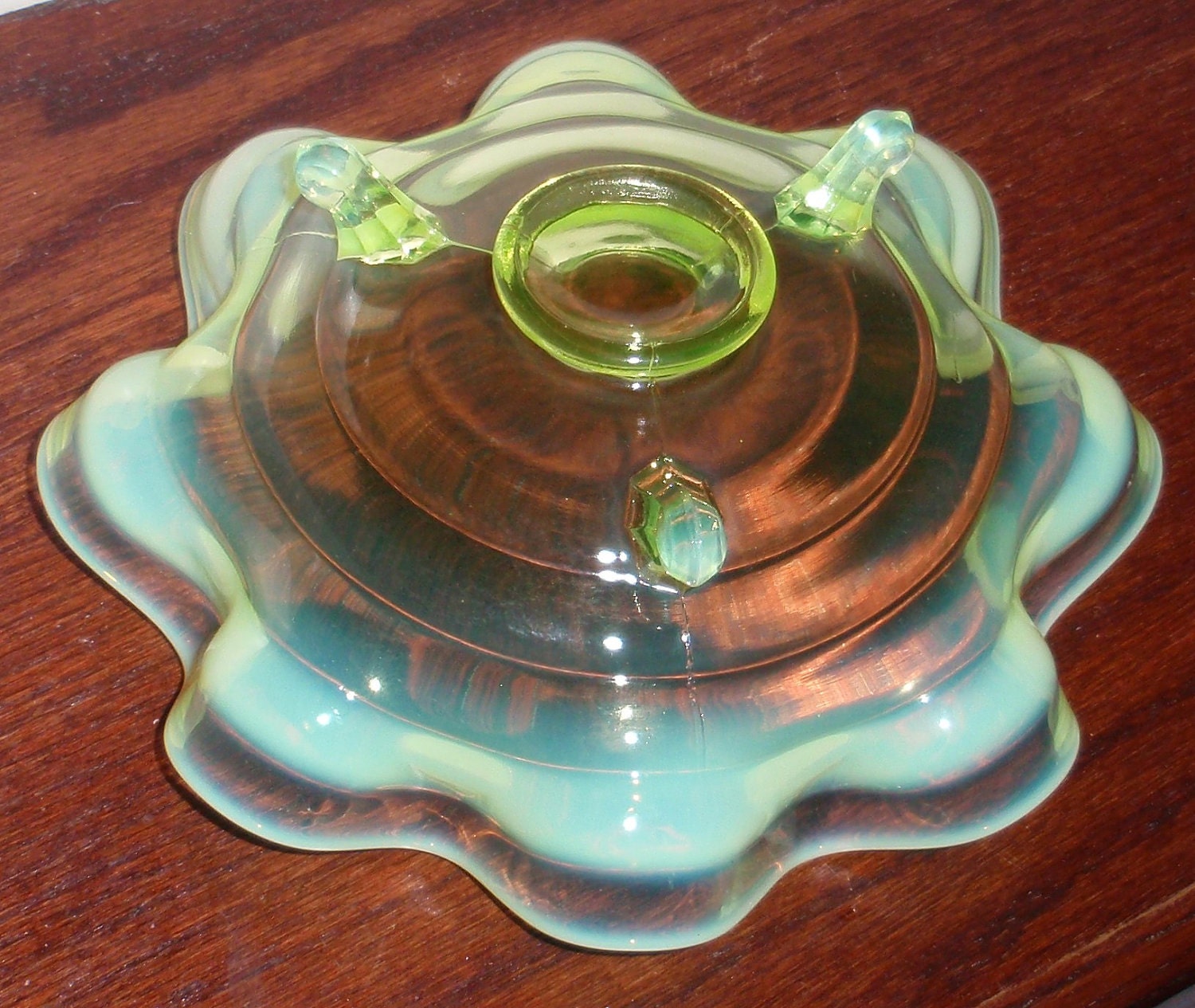 FENTON ANTIQUE BOWL Vaseline Glass Crystal Topaz Yellow