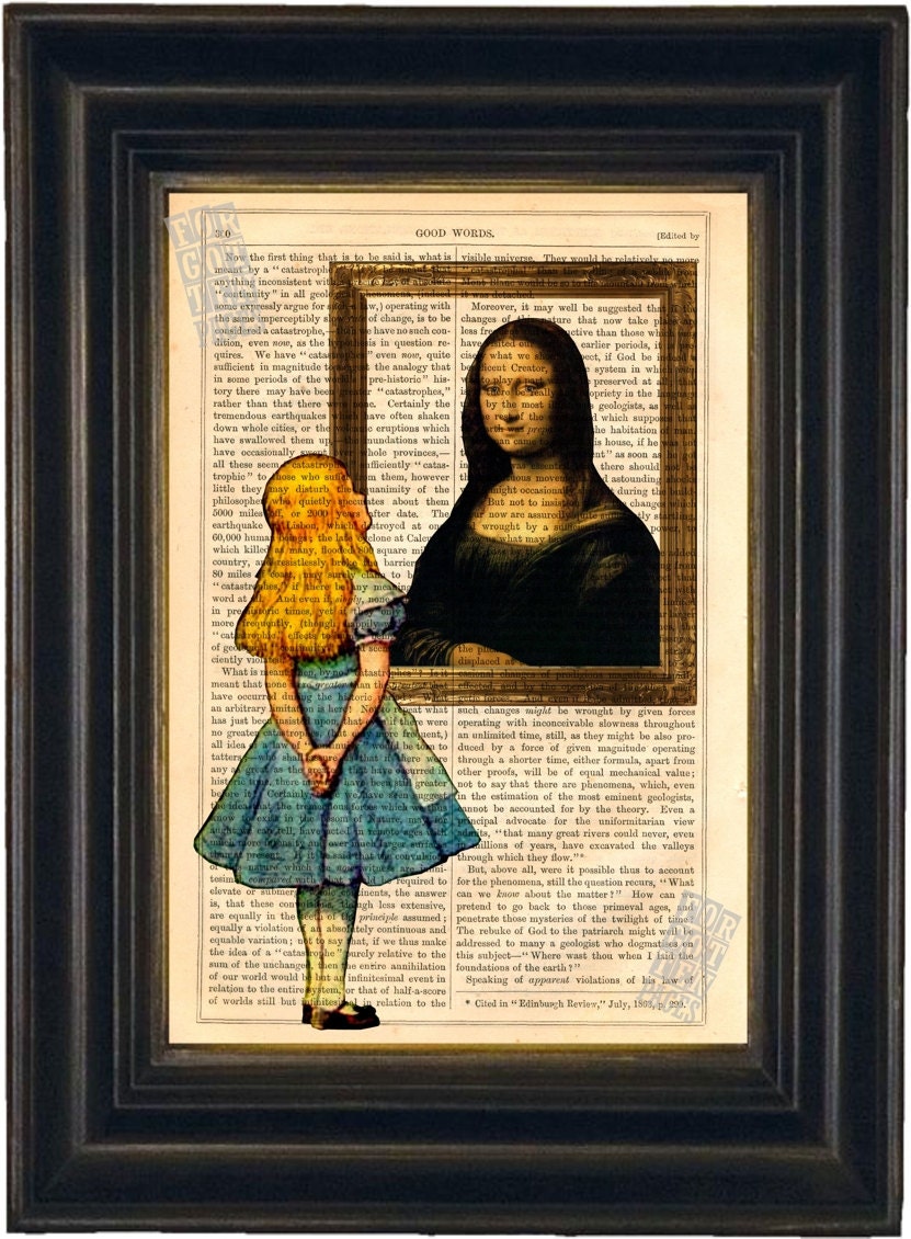 Alice Print Alice meets Mona Lisa Print on upcycled
