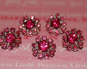 NEW item 5 Small RHINESTONE BUTTONS Fuchsia