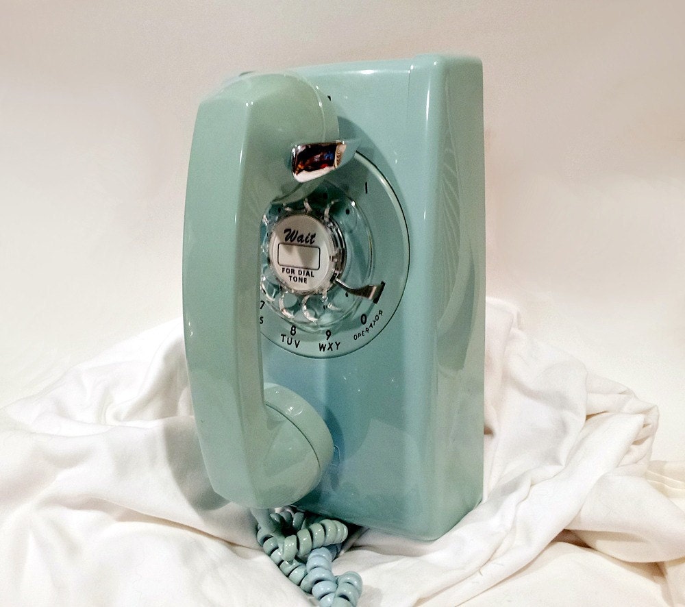 Blue Wall Phone Telephone Working Rotary Phone